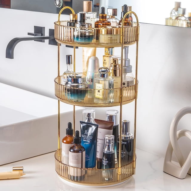 360° Rotating Makeup Organizer, High-Capacity Cosmetic Storage, Vanity ...