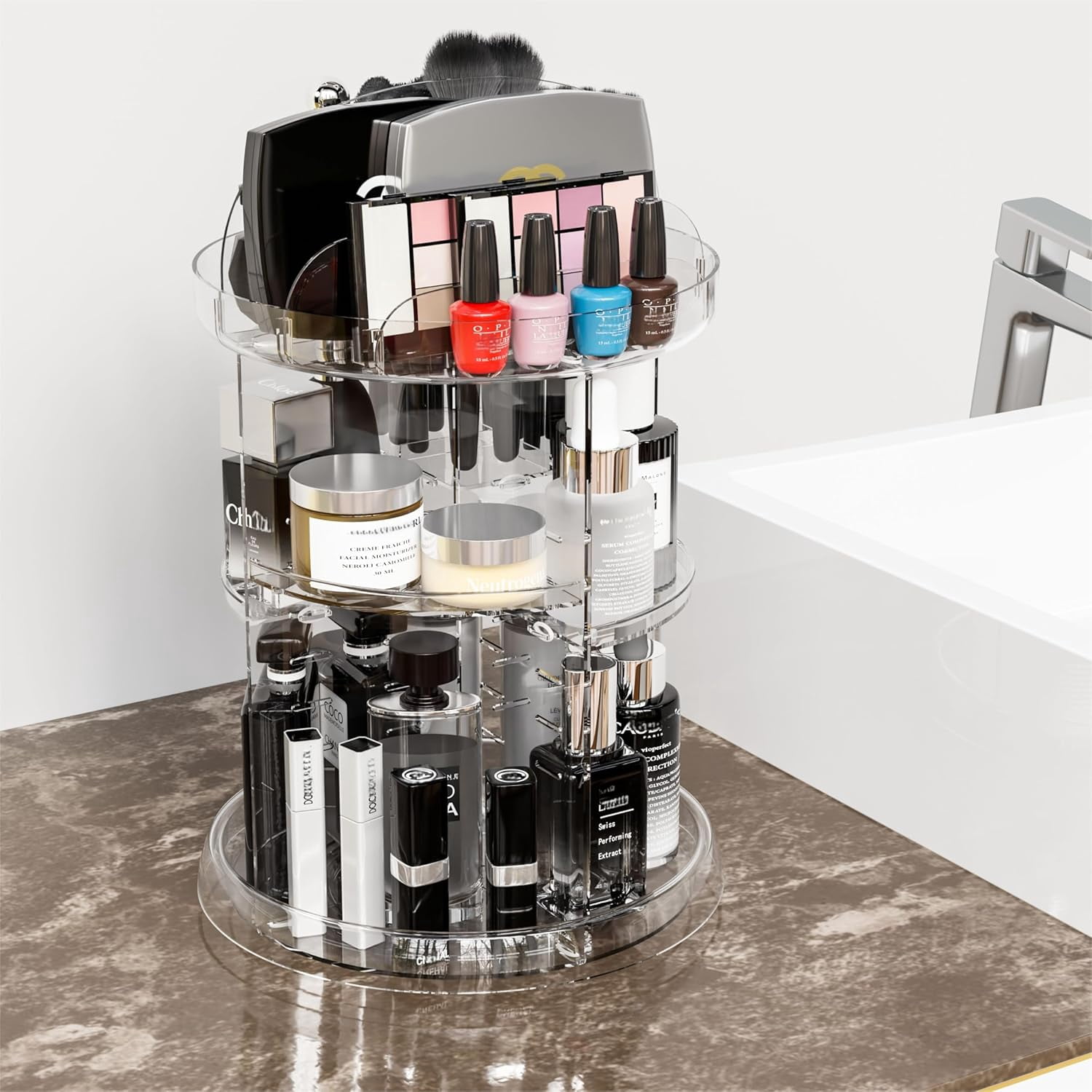 360 Rotating Makeup Organizer for Vanity,Clear Spinning organizer and ...