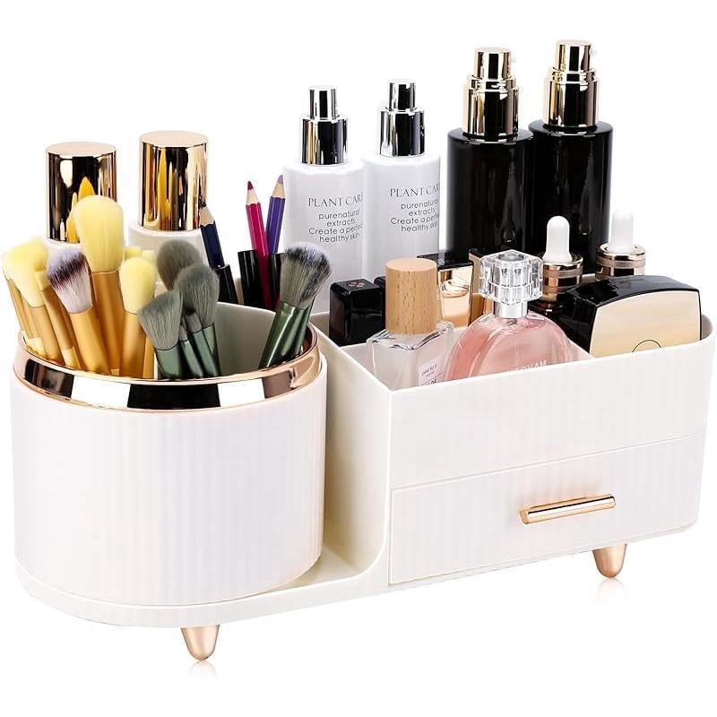 360° Rotating Makeup Organizer for Vanity with Drawers, Large Capacity ...