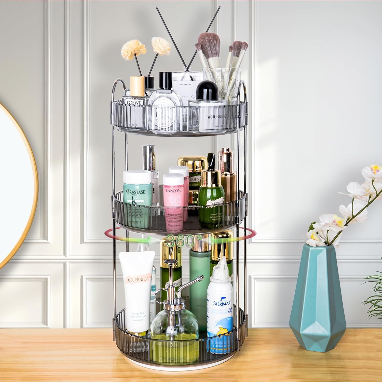 360 Rotating Makeup Organizer for Vanity, Large Capacity Spinning ...