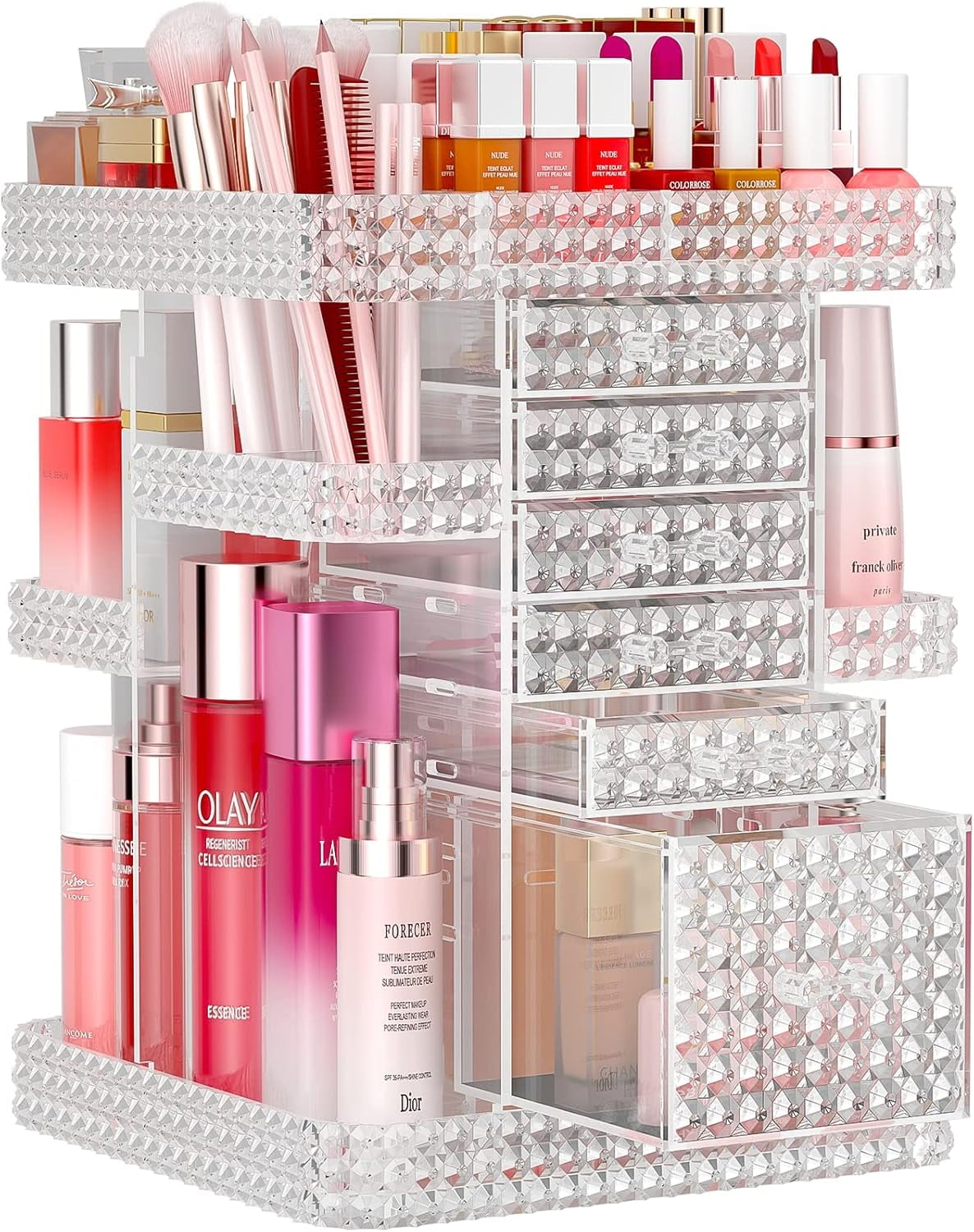 360 Rotating Makeup Organizer for Vanity, Large Skin Care Organizer ...