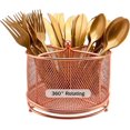 360 Rotating Metal Utensil Caddy, 4-Compartment Silverware Cutlery ...