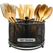 360° Rotating Black Utensil Caddy - 5 Compartment Cutlery Holder for ...