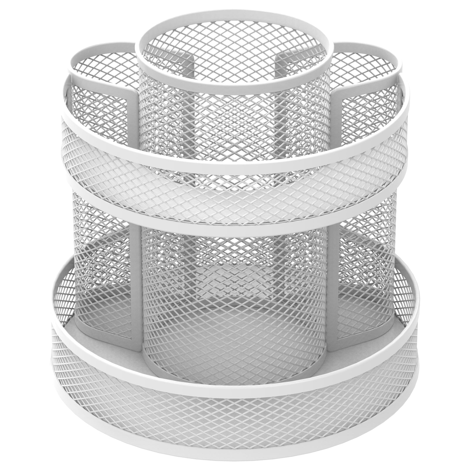 360° Rotating Metal Utensil Caddy Space Saving 2 Layers Silverware ...