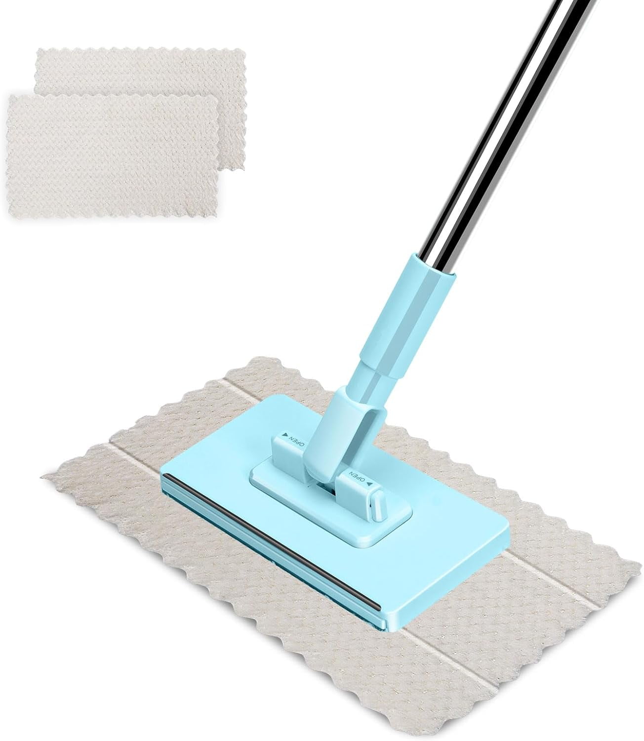 360° Rotating Mini Sweeper Mop with 40" Steel Handle, Small Flat Dust ...