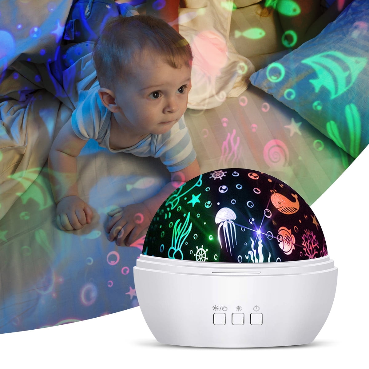 360° Rotating Night Light Projector with Timer & Remote Control, Kids ...