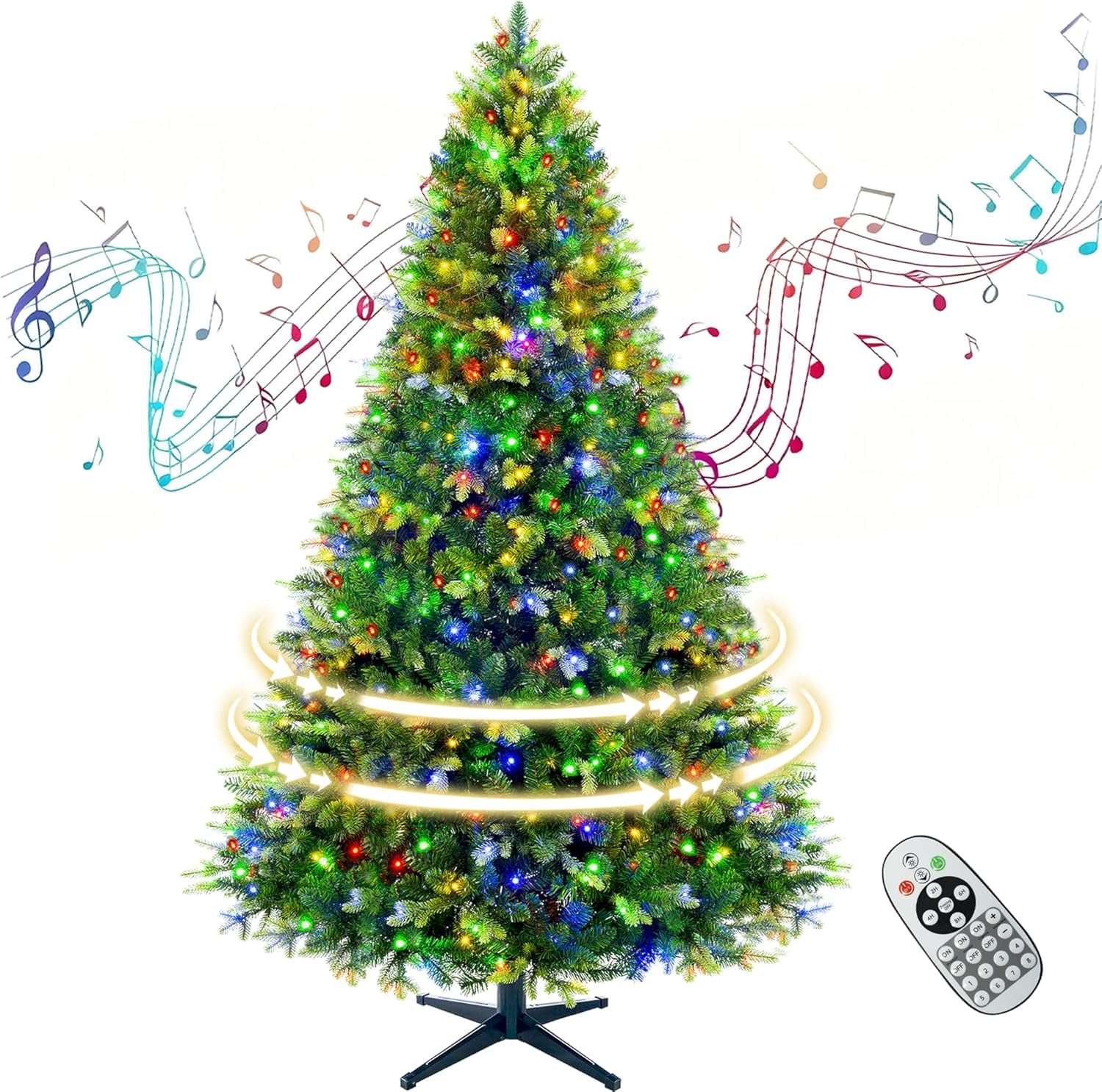 360° Rotating Prelit Christmas Tree 9ft - Musical Artificial Christmas ...