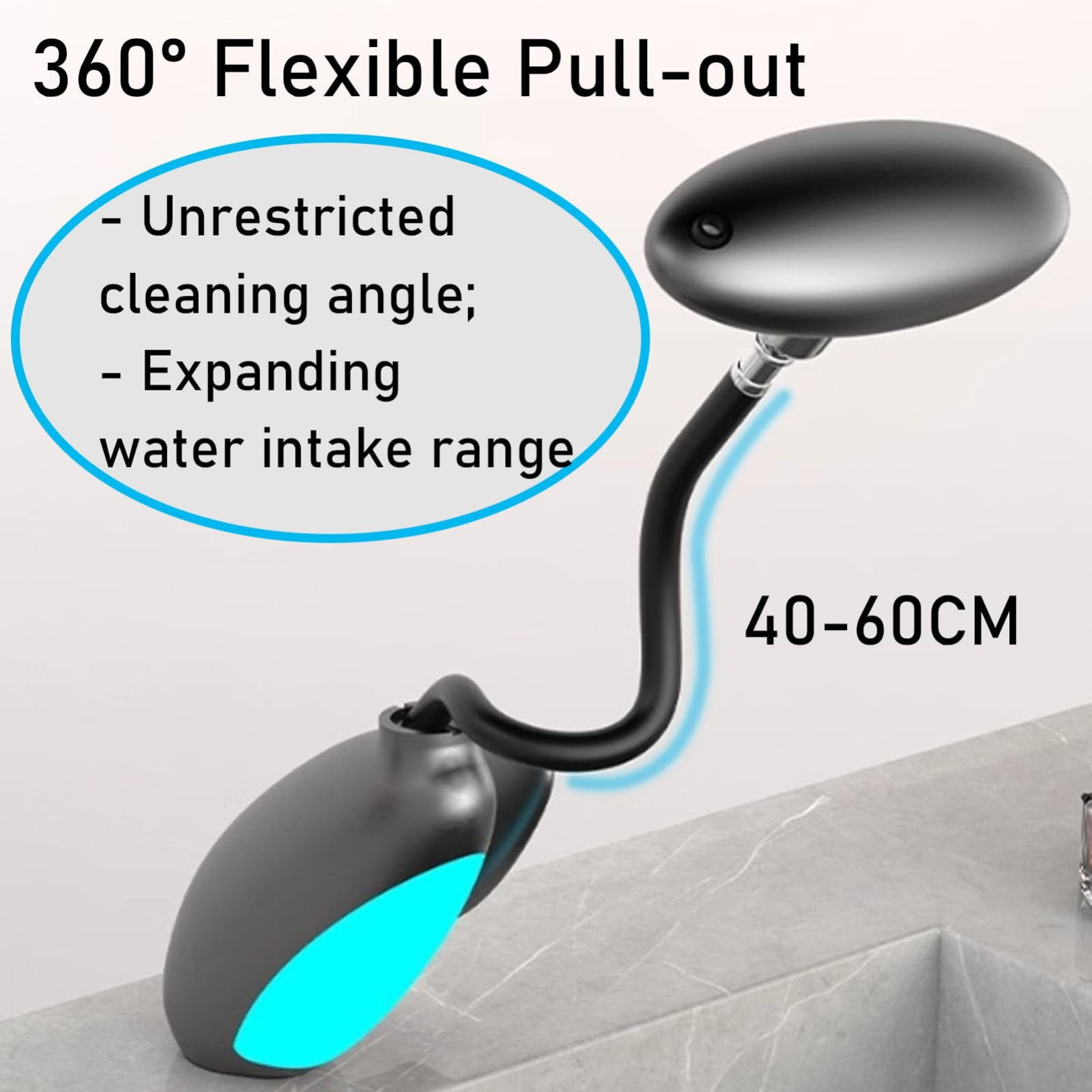 360° Rotating Pull-Out Washbasin Faucet with 4 Water Flow Modes & LED ...