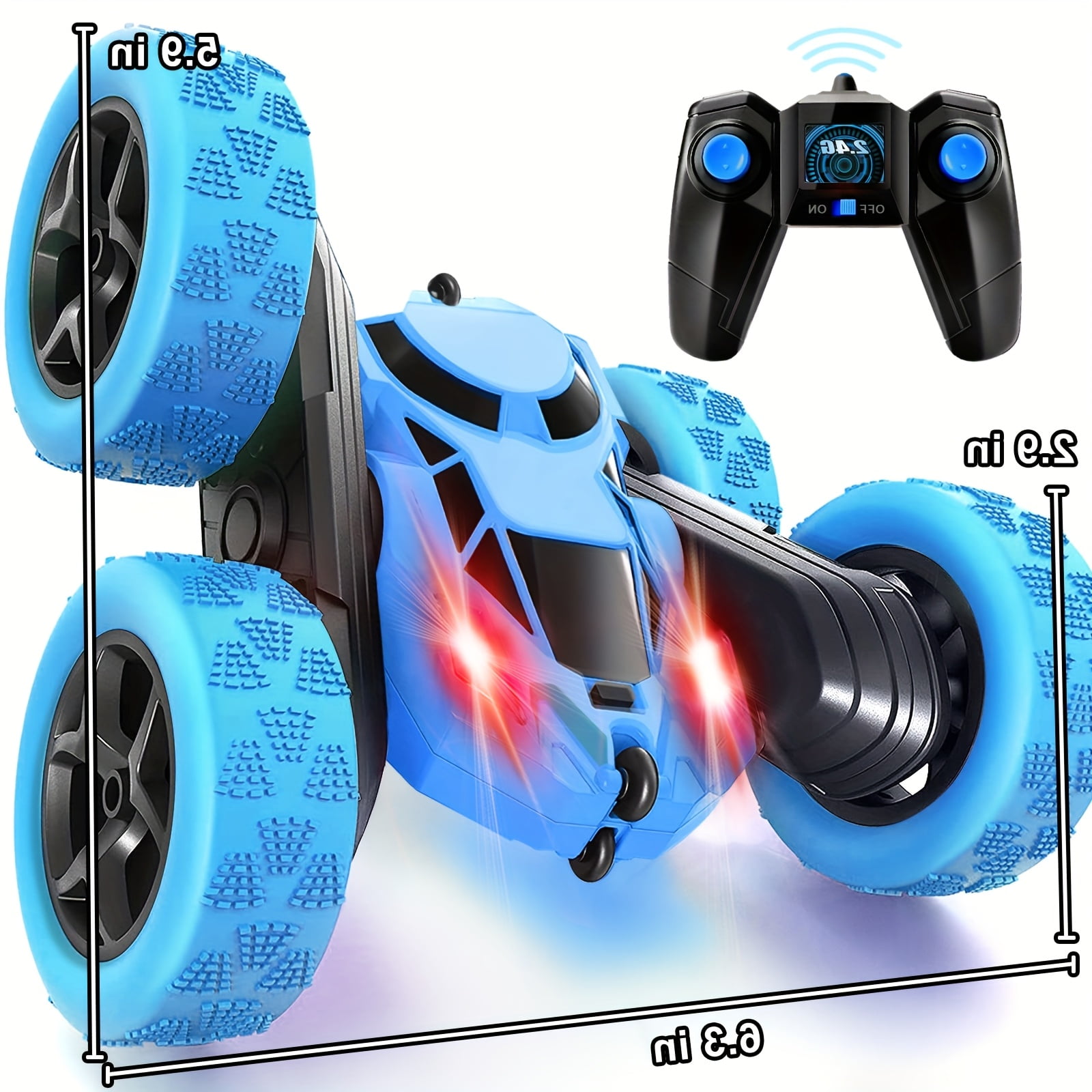 360 ° Rotating RC Stunt Car with Headlights - 2.4 GHz Dual-Sided Remote ...