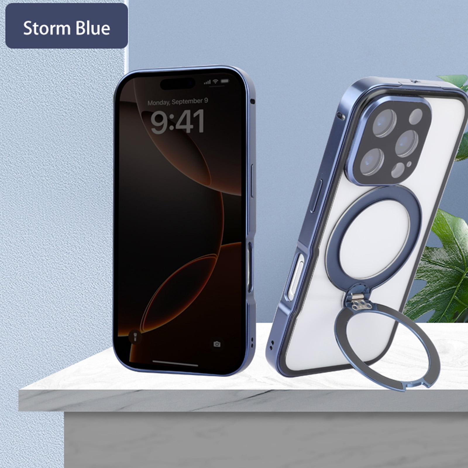 360° Rotating Ring Stand Case For iPhone 17 Pro Max, Magnetic Metal ...