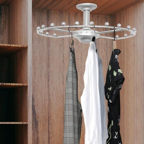 360° Rotating Round Closet Rod, Heavy Duty Clothes Hanger Rack Space ...