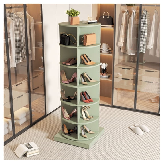 360 Rotating Shoe Cabinet - 24 Pair Shoe Organizer - Space Saving Shoe ...