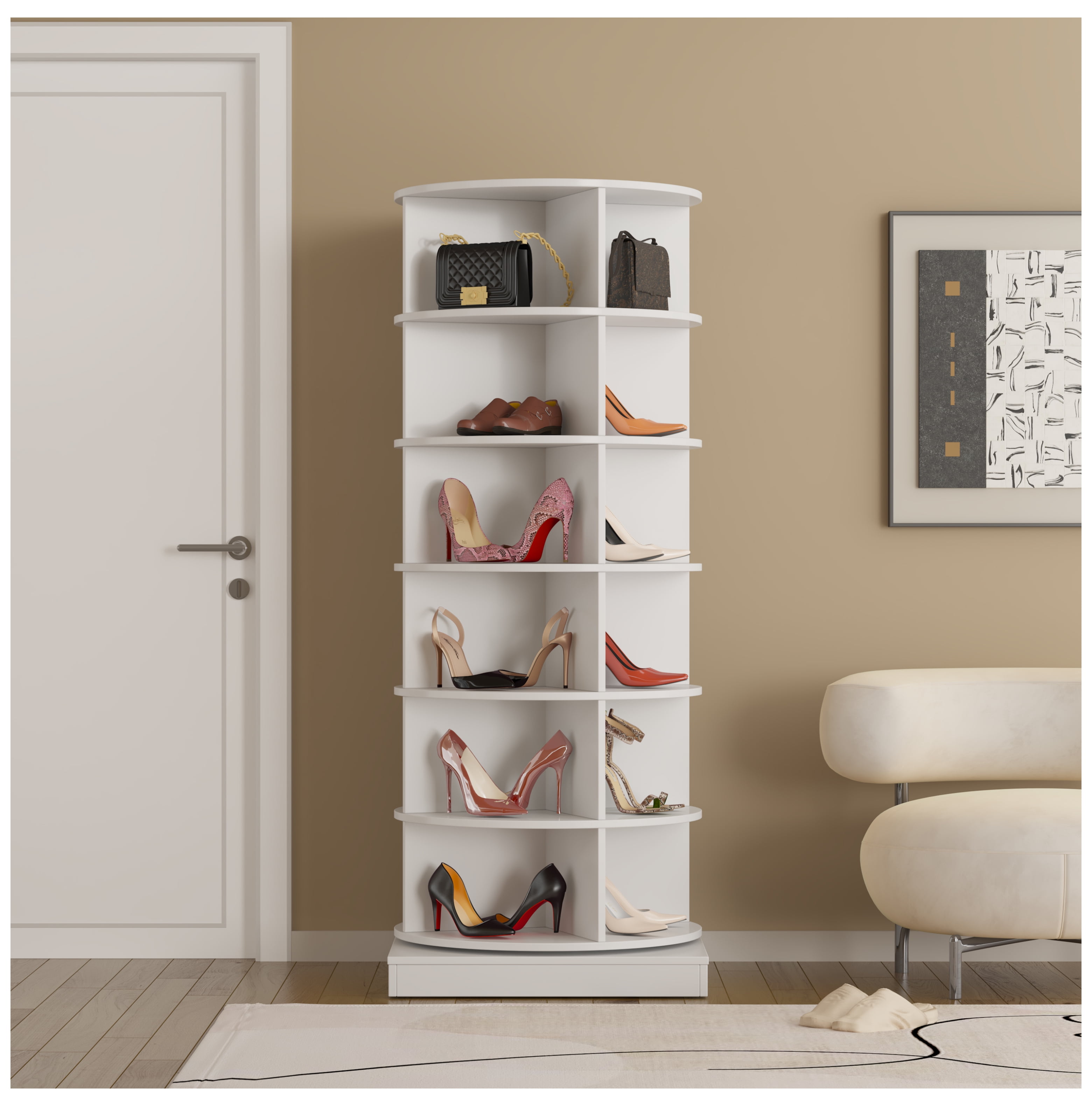 360° Rotating Shoe Cabinet - 24 Pair Shoe Rack - Space Saving Organizer ...