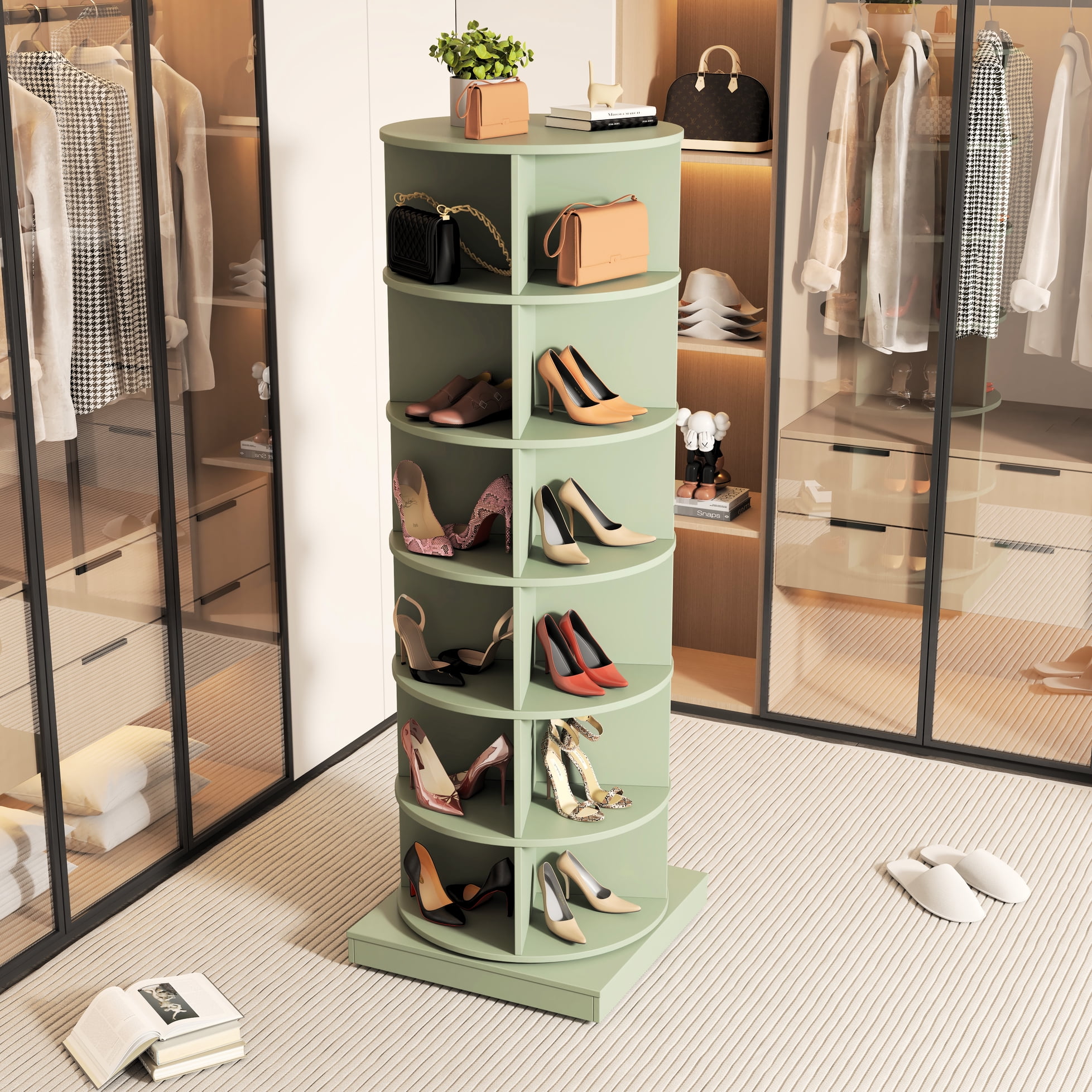 360 Rotating Shoe Shelf, 6-layer, Space Saving For 24 Pairs, Easy To ...