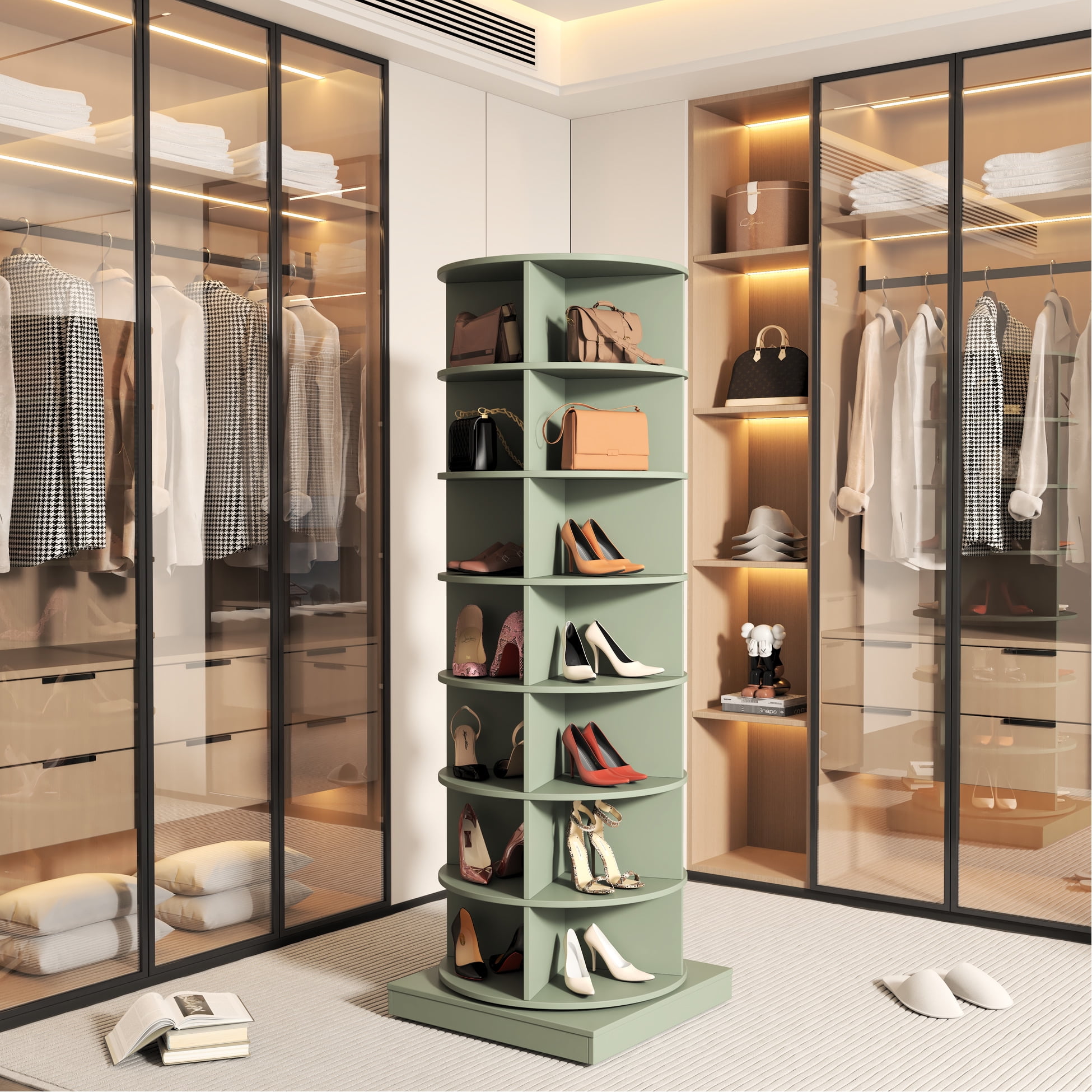 360 Rotating Shoe Storage Cabinet, 7-layer, Fits 24 Pairs, Saves Space ...