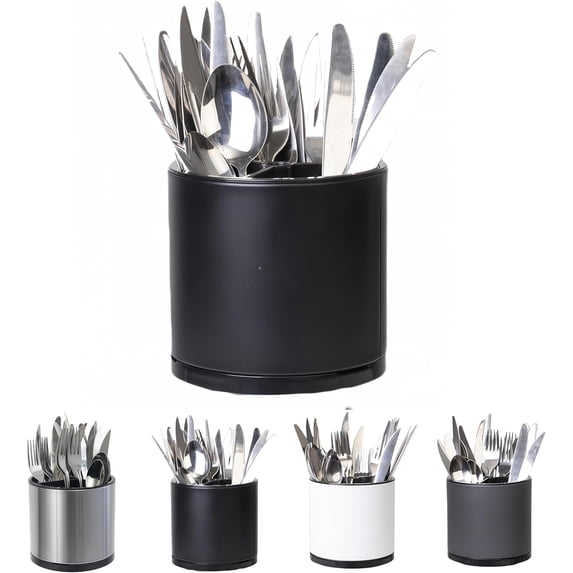 360° Rotating Silverware Organizer Kitchen Utensil Holder Countertop ...