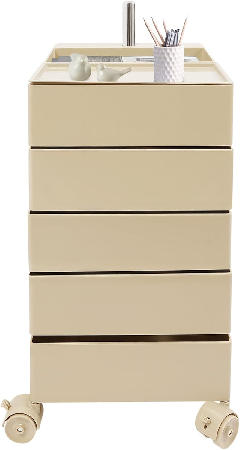 360° Rotating Sofa Side Storage Cabinet, 5-Tier Mobile Sofa Side Table ...