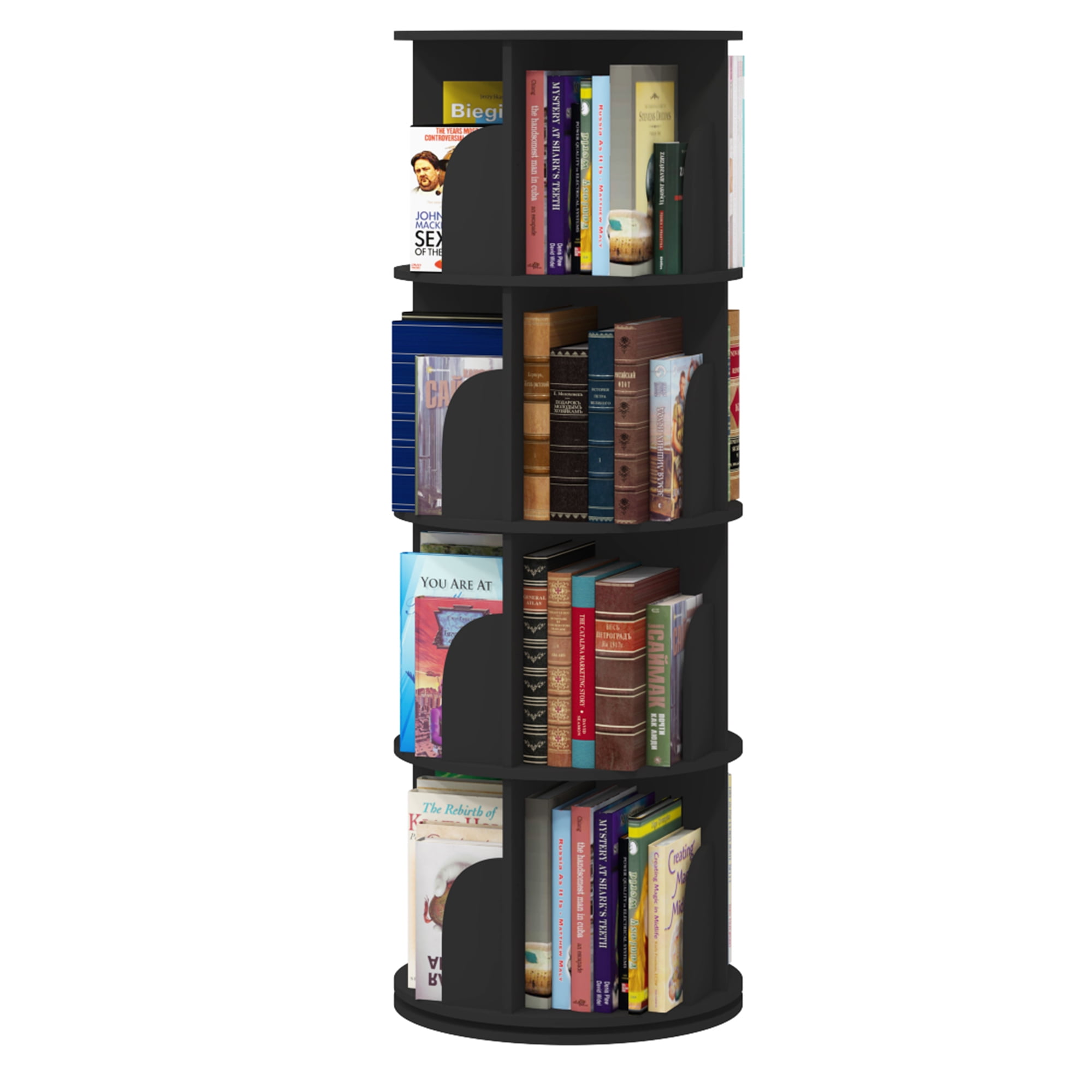 360° Rotating Stackable Shelf Bookshelf, 4-Tier, Large-Capacity, Tool ...