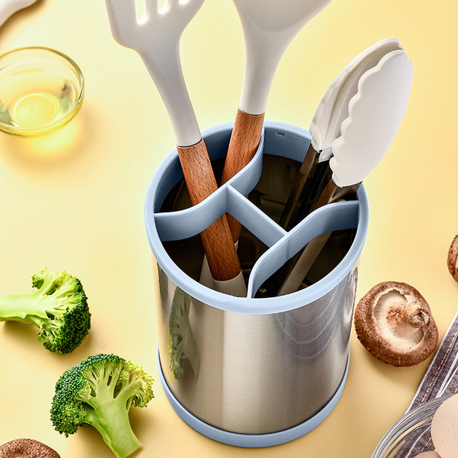 360° Rotating Stainless Steel Kitchen Organizer - Multi-Compartment ...