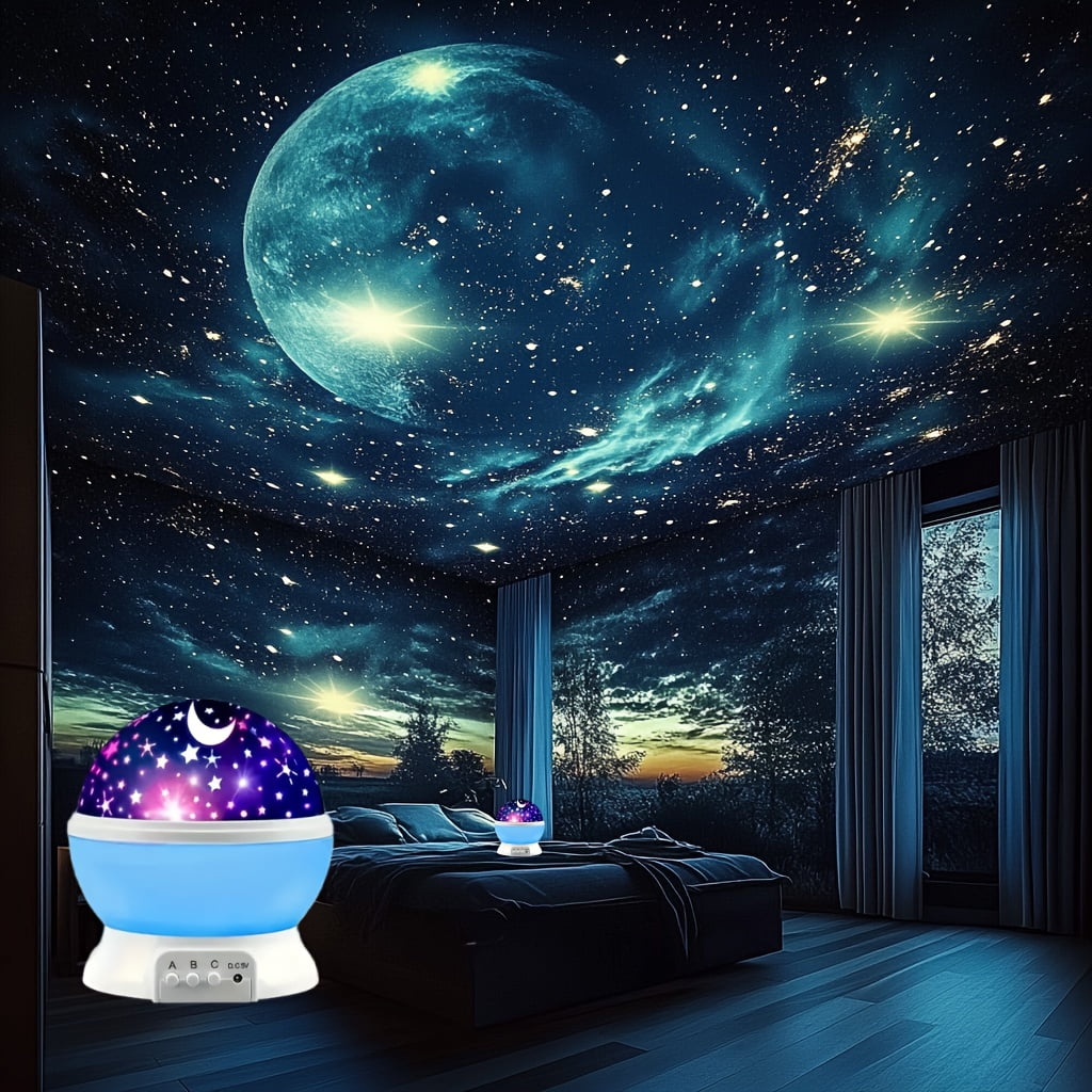 360° Rotating Starry Night Light Projector | USB-Powered, Rechargeable ...