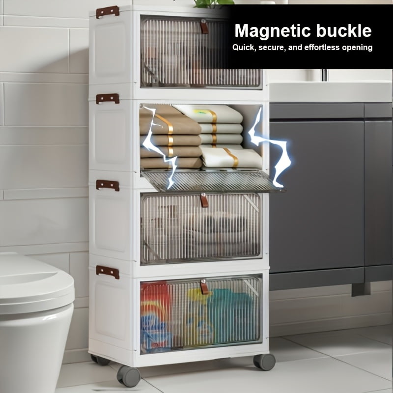 360° Rotating Storage Cabinet with Wheels & Lockable Doors - Multi-Tier ...