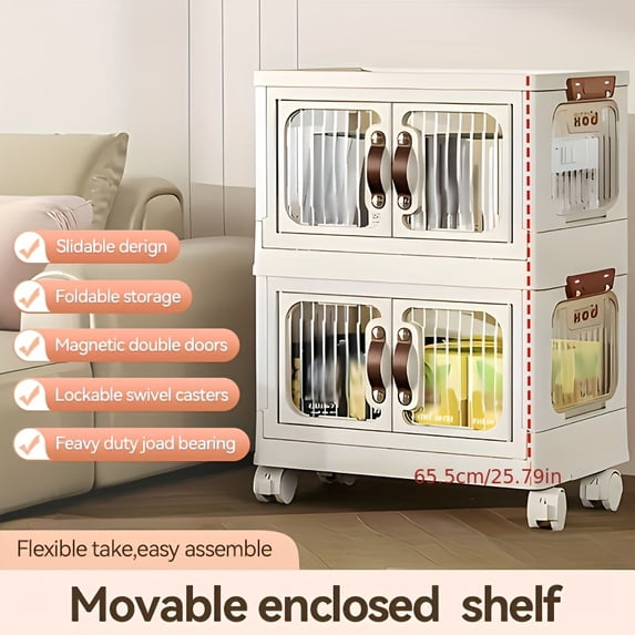 360° Rotating Storage Cabinet with Swivel Wheels, White Plastic ...