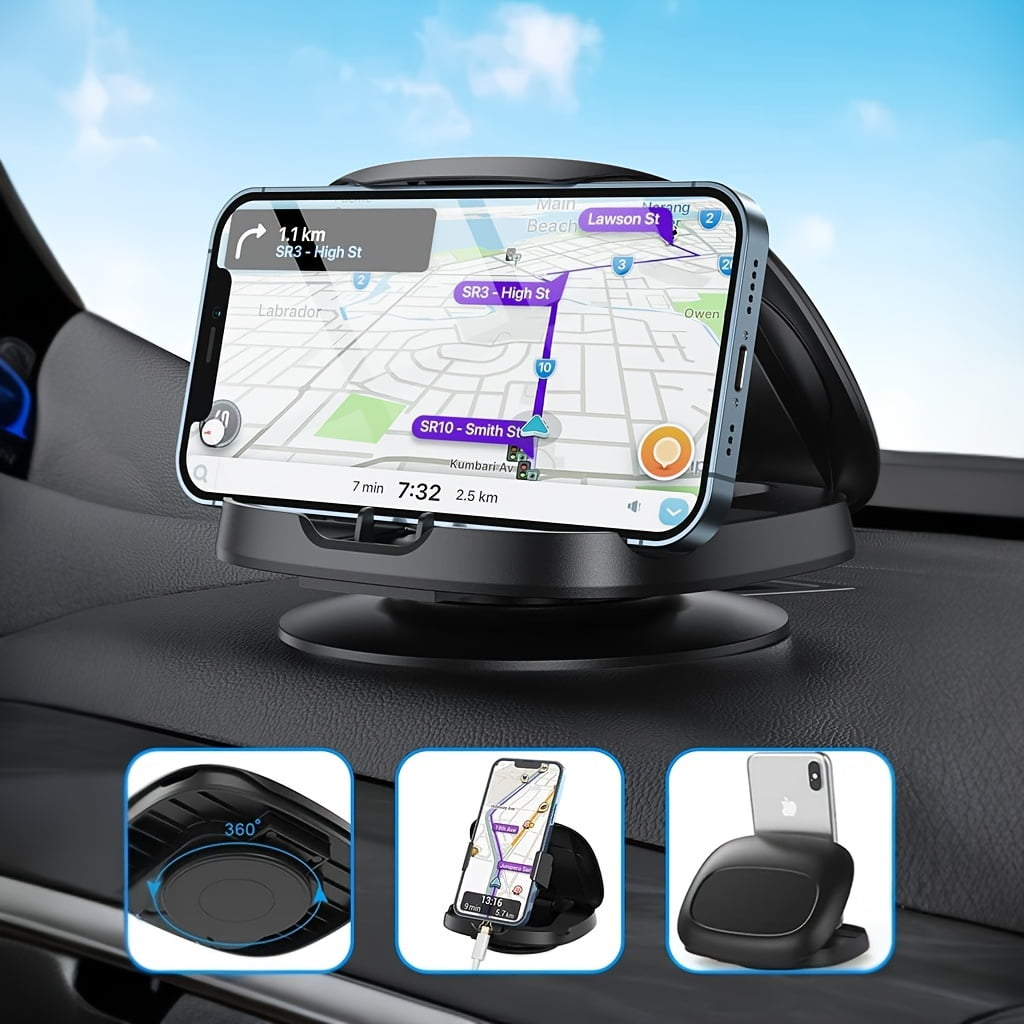 360° Rotating Suction Cup Car Mount for Phones, Dashboard Navigation ...