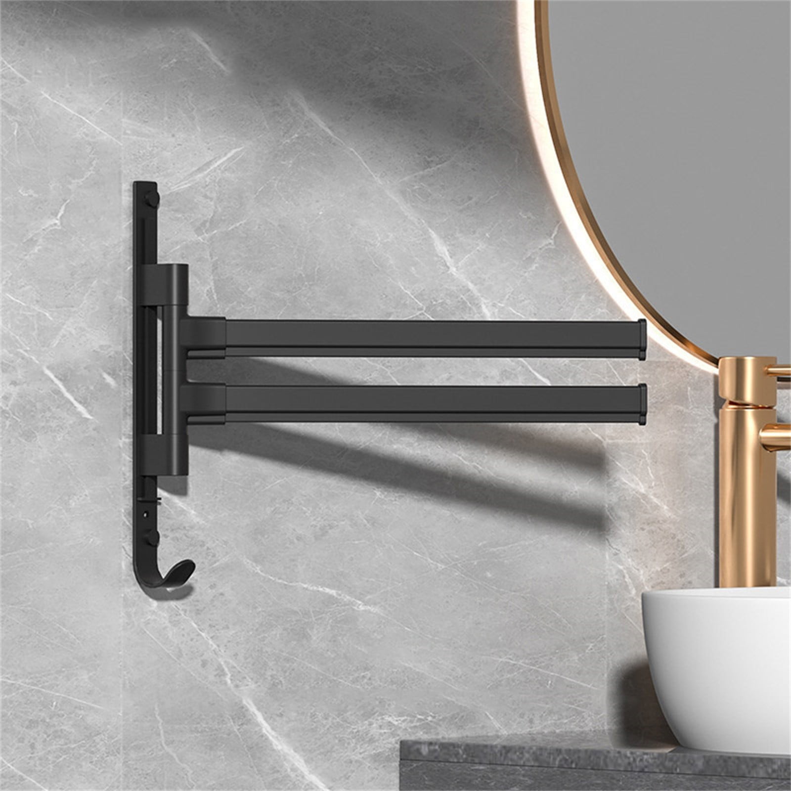 360° Rotating Towel Rack - Space Saving Wall Mount Organizer with ...