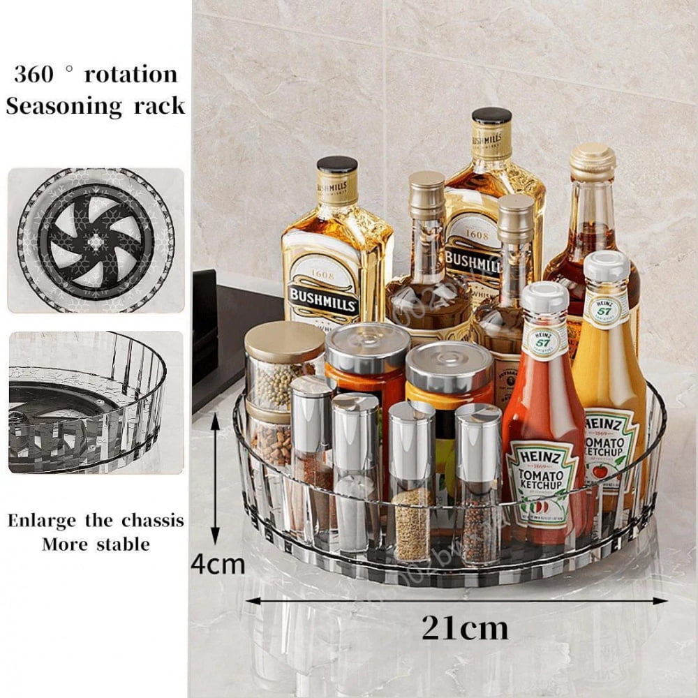 360 Rotating Tray Spice Rack Pantry Cabinet Turntable With Base Storage ...