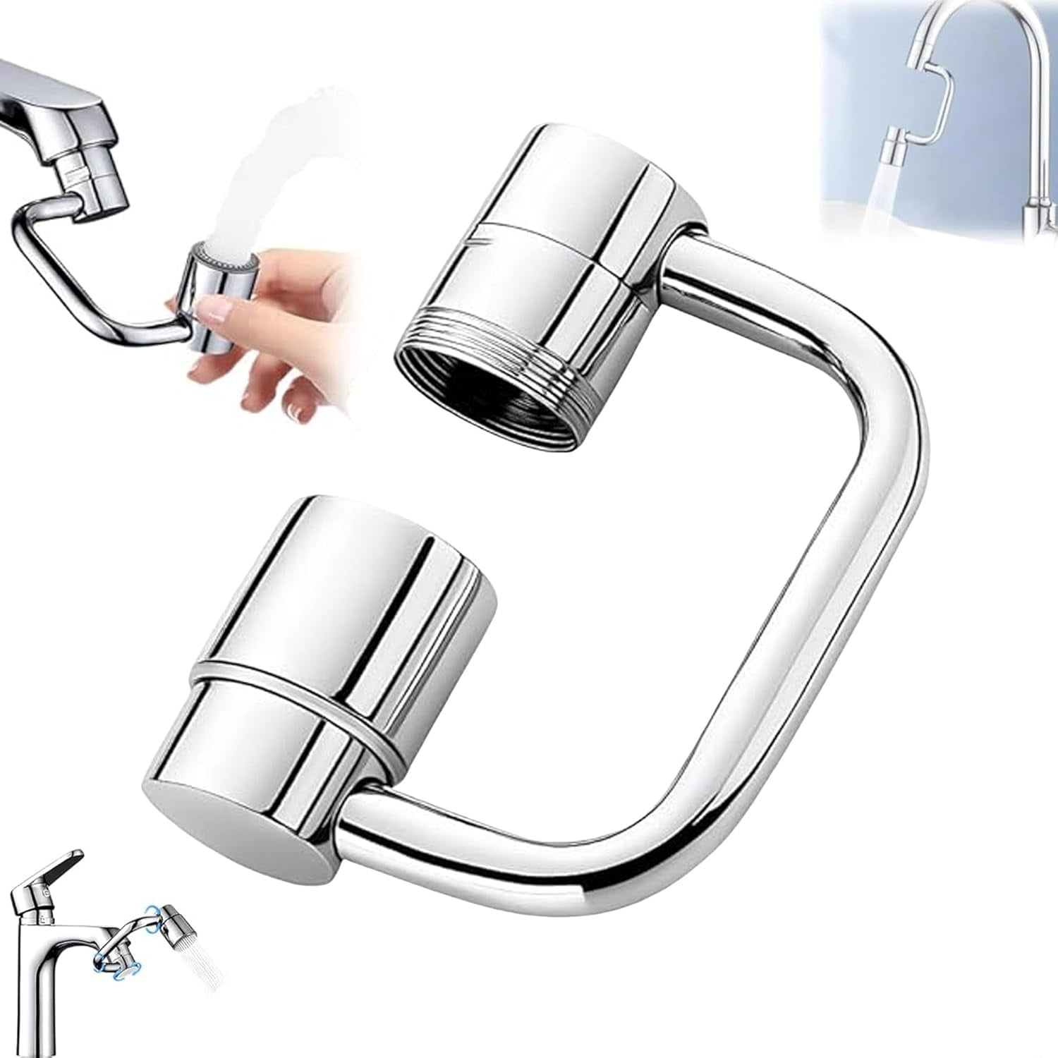 360° Rotating U Shaped Faucet Extender, Universal Sink Faucet 1440 ...