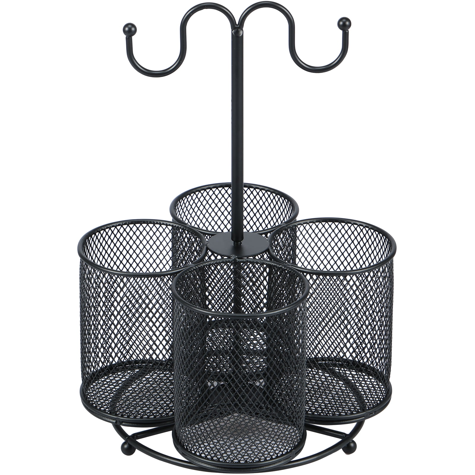 360° Rotating Utensil Caddy 4 Compartment Utensil Organizer Metal ...