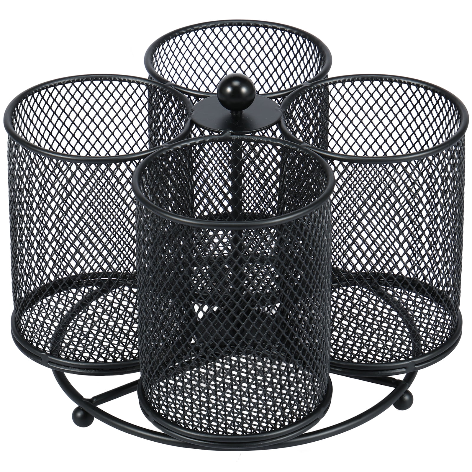 360° Rotating Utensil Caddy 4 Compartment Utensil Organizer Metal ...