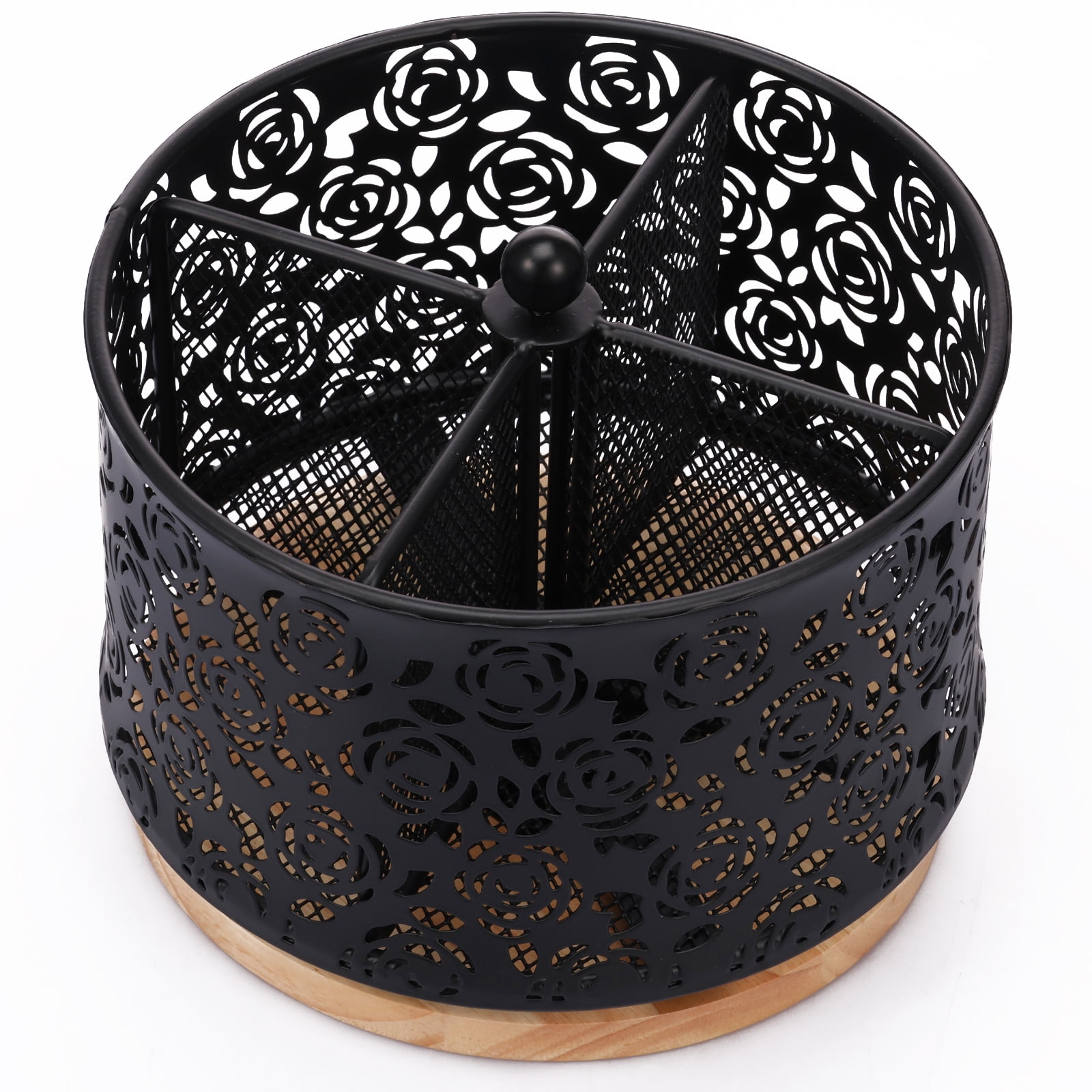 360° Rotating Utensil Caddy 4 Compartments Utensil Holder Metal Utensil ...