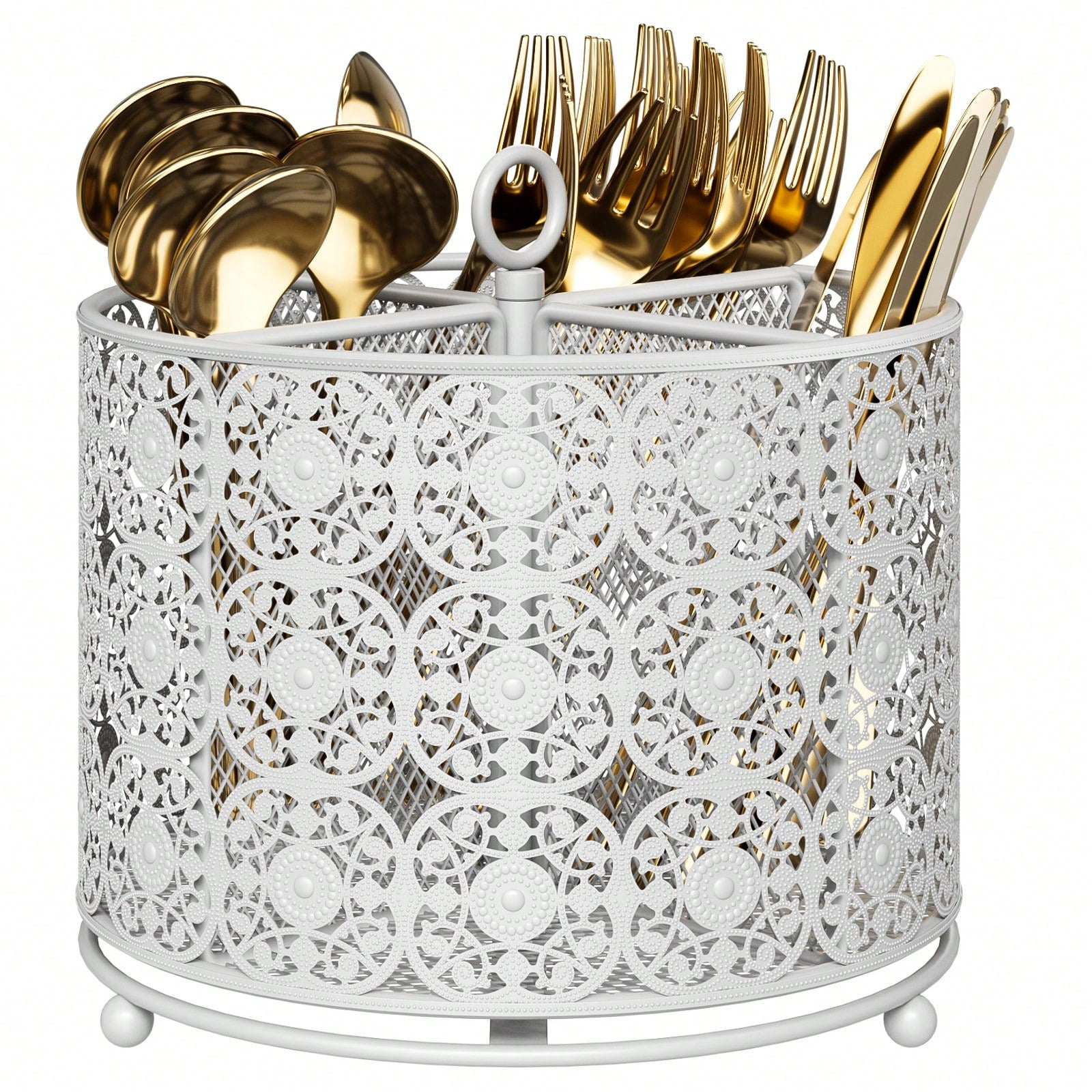 360° Rotating Utensil Caddy Countertop - Cutlery Silverware Caddy ...