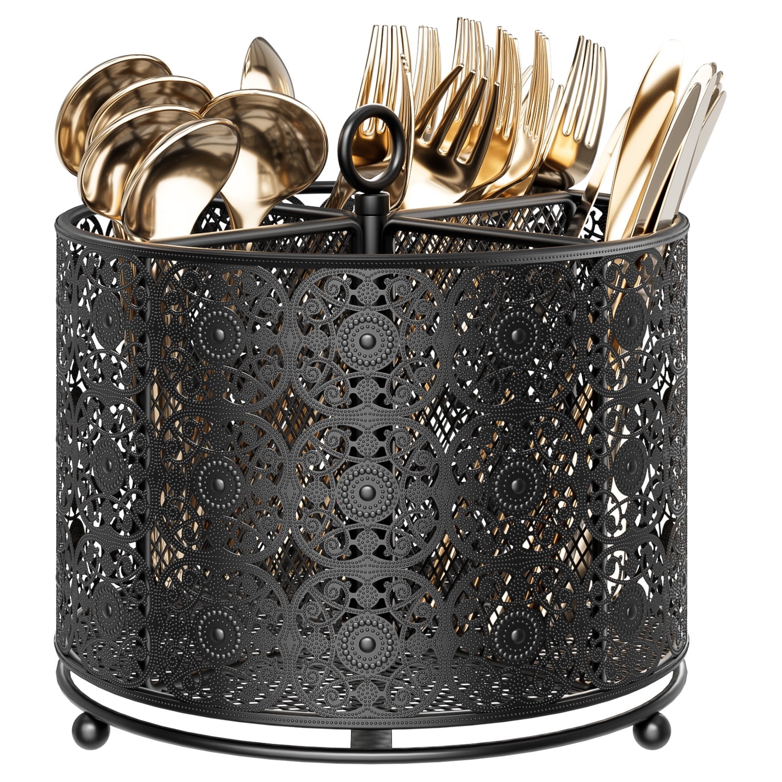 EKNITEY 360° rotating utensil caddy holder with 4 compartments ...