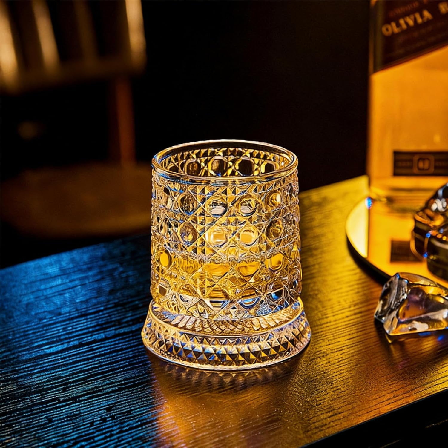 360° Rotating Whiskey Glass 270ML Premium Crystal Tumbler, Exquisite ...