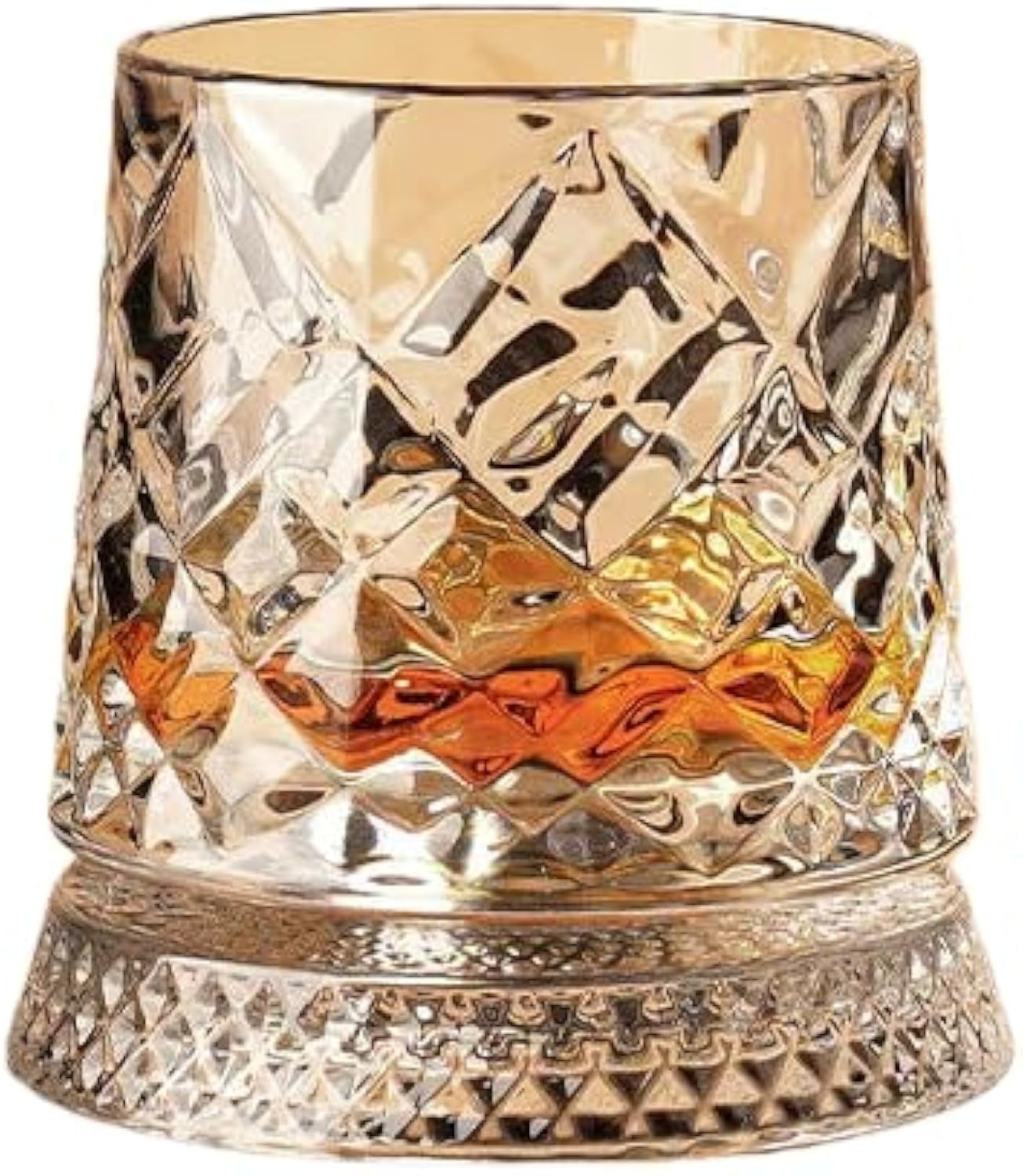 360° Rotating Whiskey Glass Tumbler, Spinning Crystal Wine Glass with ...