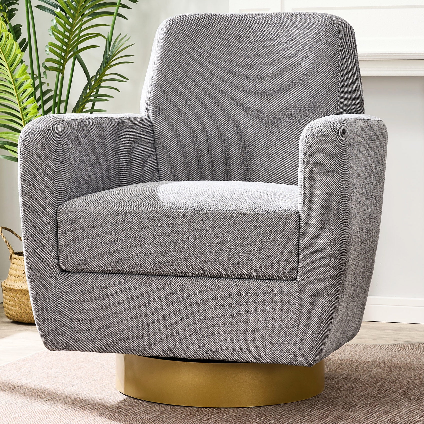 360 Rotation Armchair with Cotton Linen Upholstery | Suitable for ...