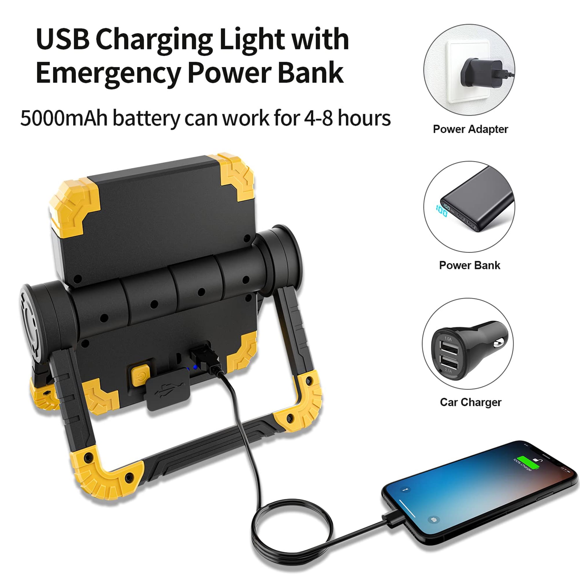 360° Rotation Folding work light, Rechargeable LED Work Light, Up to ...