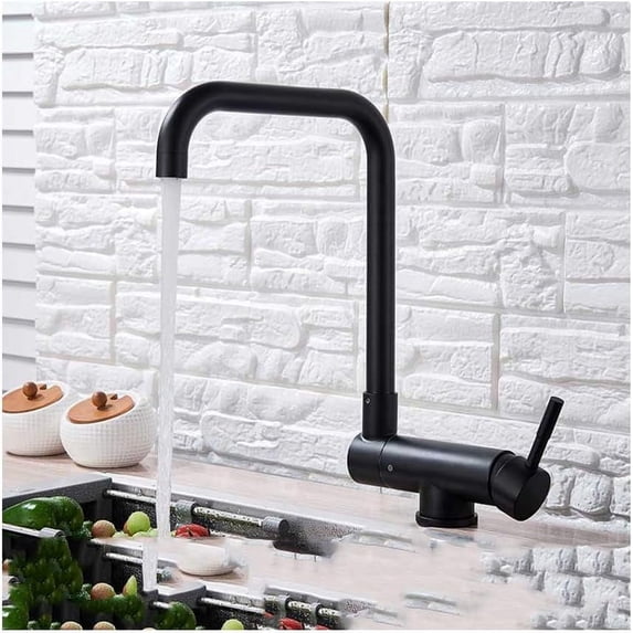 360 ° Rotation Kitchen Faucet with Hot and Cold Water Stainless Steel ...