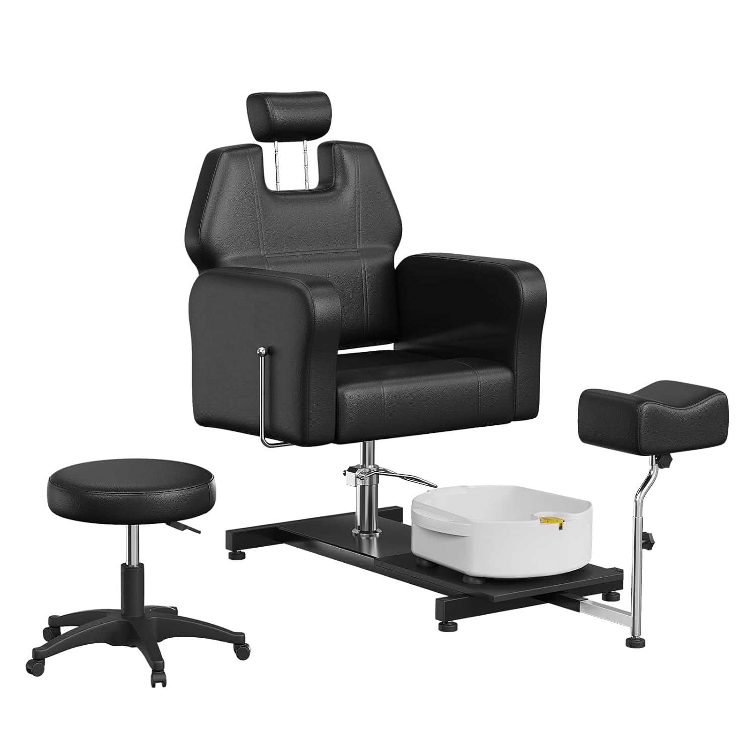 360° Rotation Reclining Pedicure Chair With Stool, Height Adjustable ...