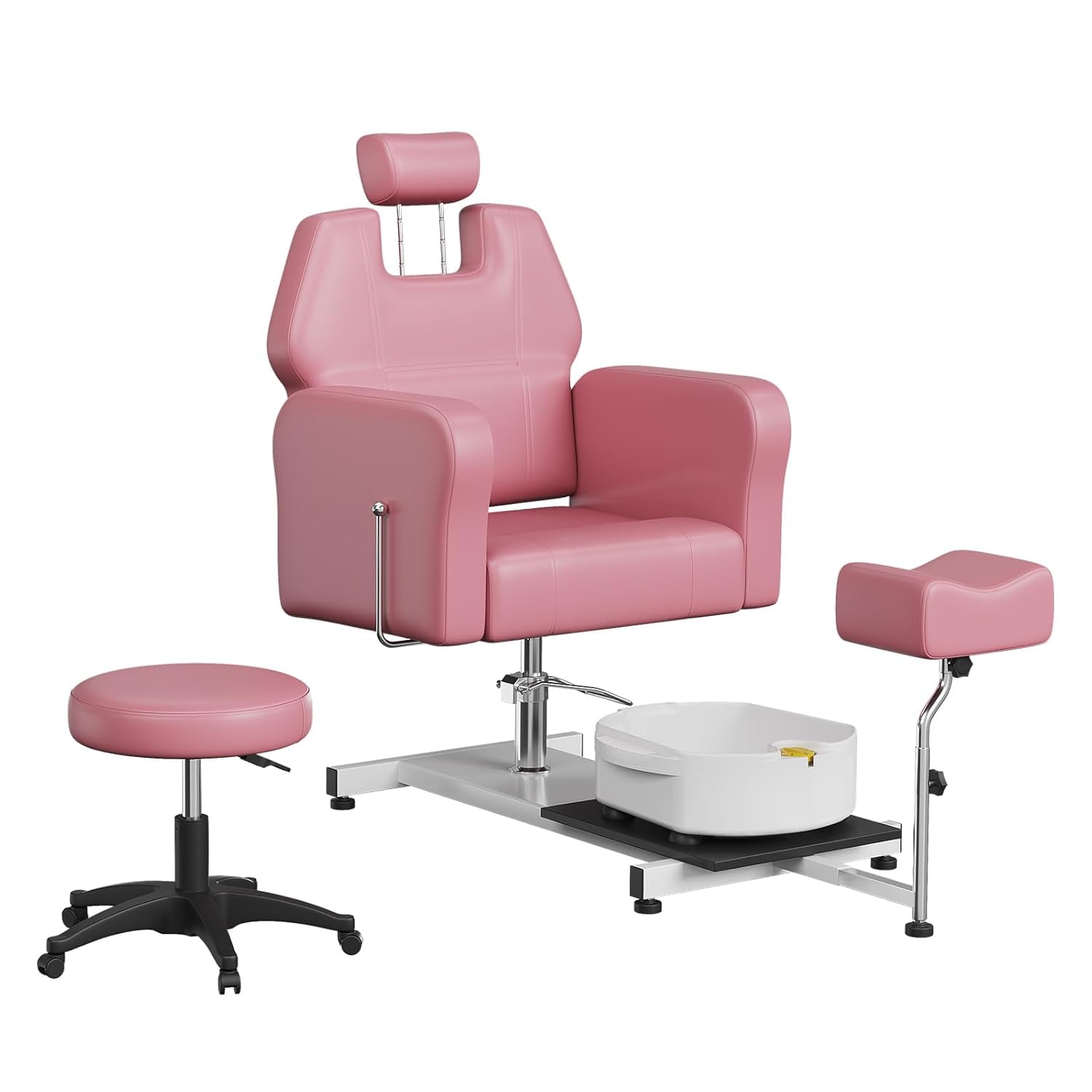 360° Rotation Reclining Pedicure Chair With Stool, Height Adjustable ...