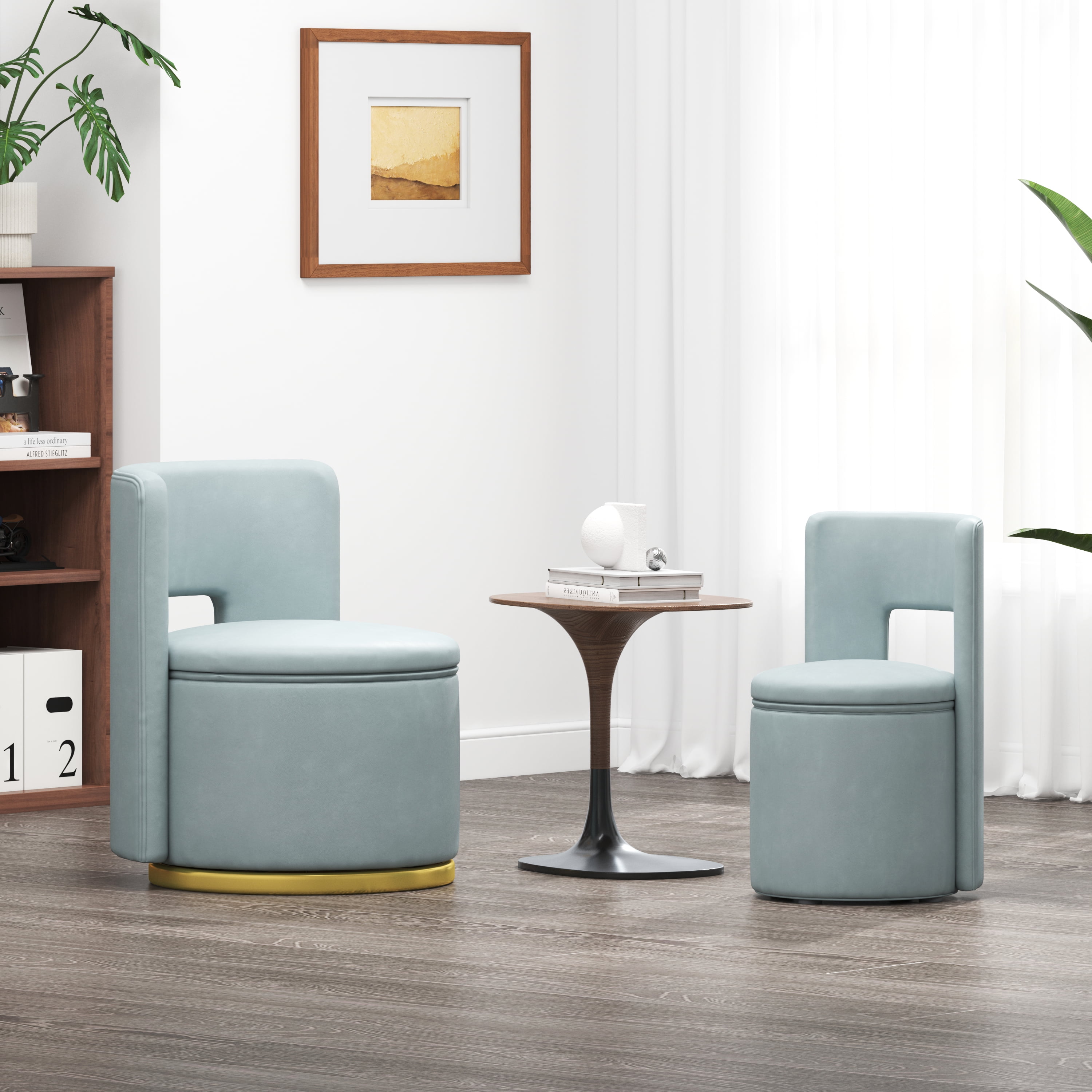 360°Round Swivel Chair with Storage Under Seat,Comfy Chair for Living ...