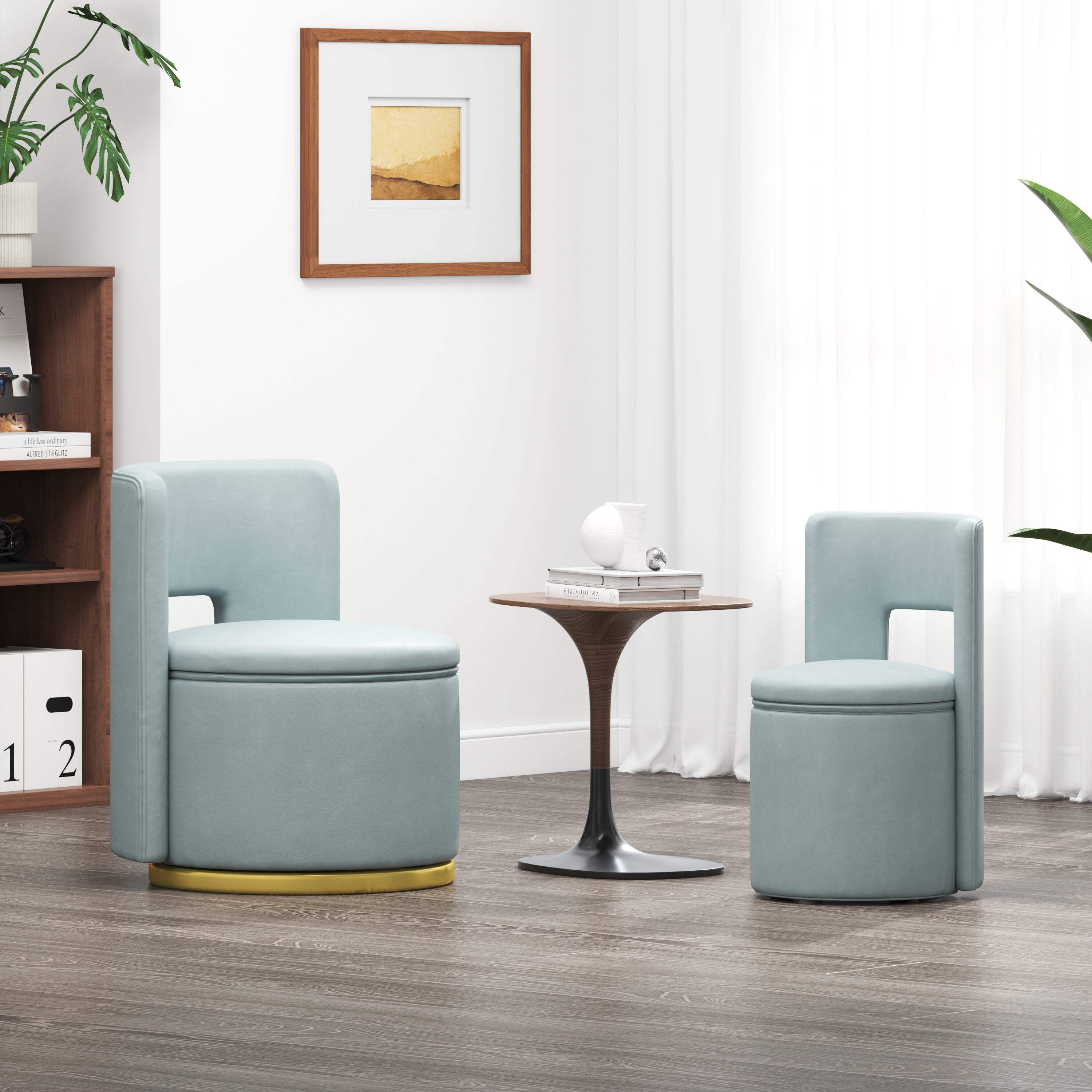 360掳Round Swivel Chair with Storage under Seat, Comfy Chair for Living ...