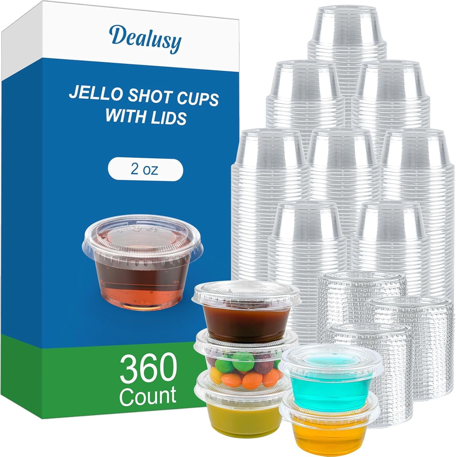 360 Set 2 oz J Shot Cups with Lids, Sturdy & Food Safe Disposable ...