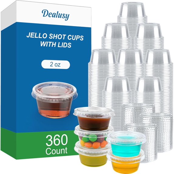 360 Set 2 oz J Shot Cups with Lids, Sturdy & Food Safe Disposable ...