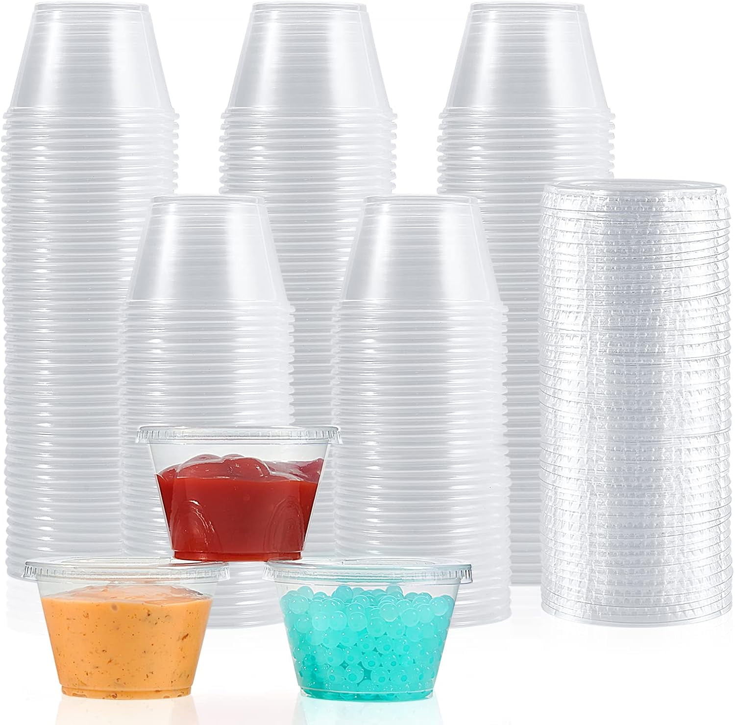 [360 Sets - 4 Oz] Plastic Portion Cups with Lids, 4 Oz Plastic Sauce ...