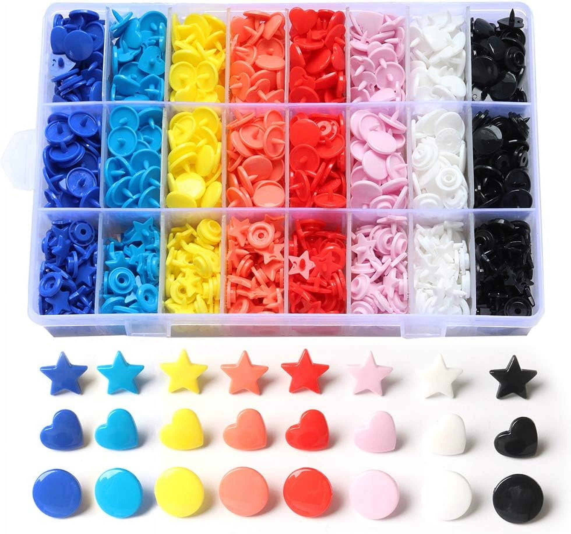 360 Sets KAM Snaps Size 20 T5 Star Heart Round Plastic Resin Fasteners ...
