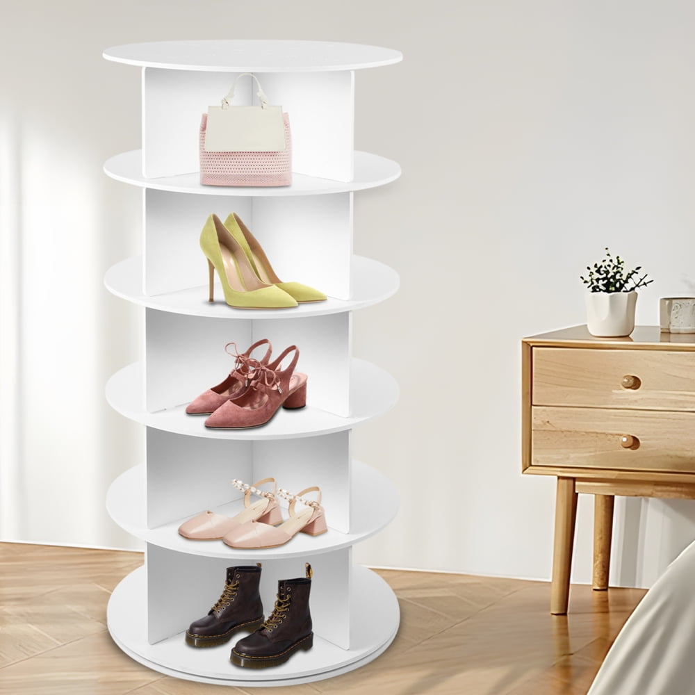 360 Shoe Organizer Rotate, 5-Tier Vertical White Shoe Rack, Shoe ...