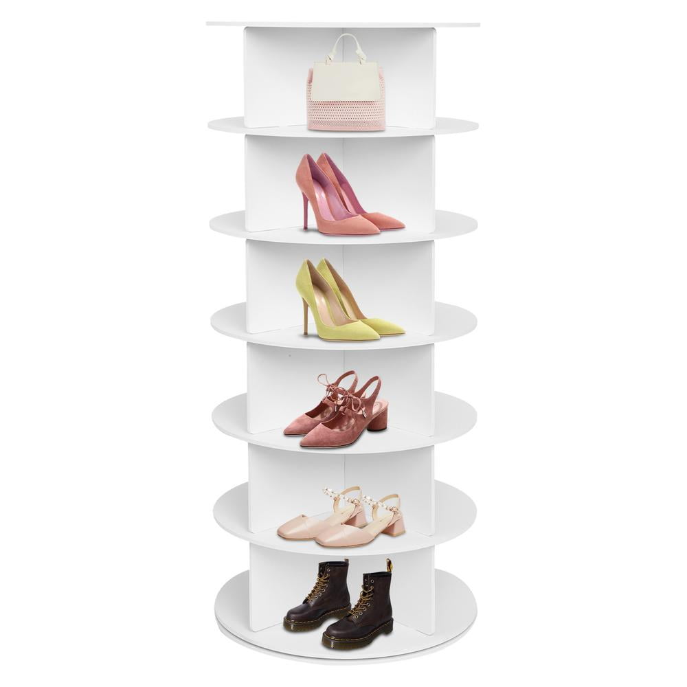 360 Shoe Organizer Rotate, 6-Tier Vertical White Shoe Rack, Shoe ...